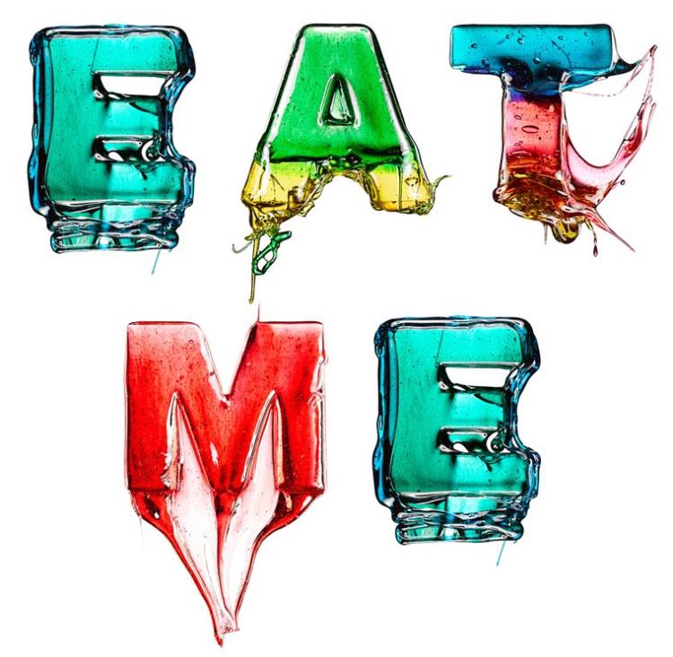 'Eat Me', Brightly Colored Letters Made of Hard Candy by Massimo Gammacurta