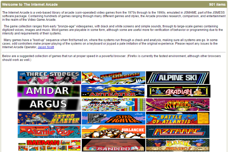 The Internet Arcade, A Large Collection of Coin-Operated Arcade Games ...