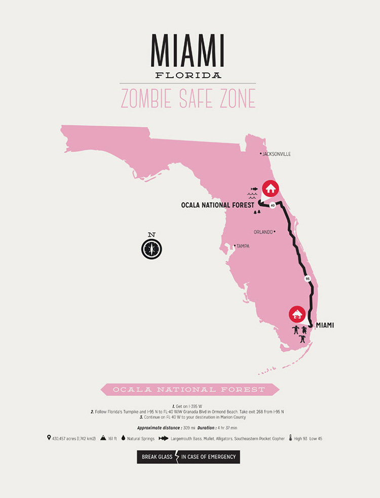 Zombie Safe Zone Maps of Popular Cities That Chart Escape Routes From ...