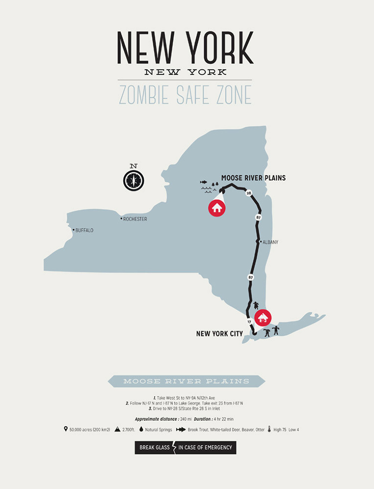Zombie Safe Zone Maps of Popular Cities That Chart Escape Routes From ...