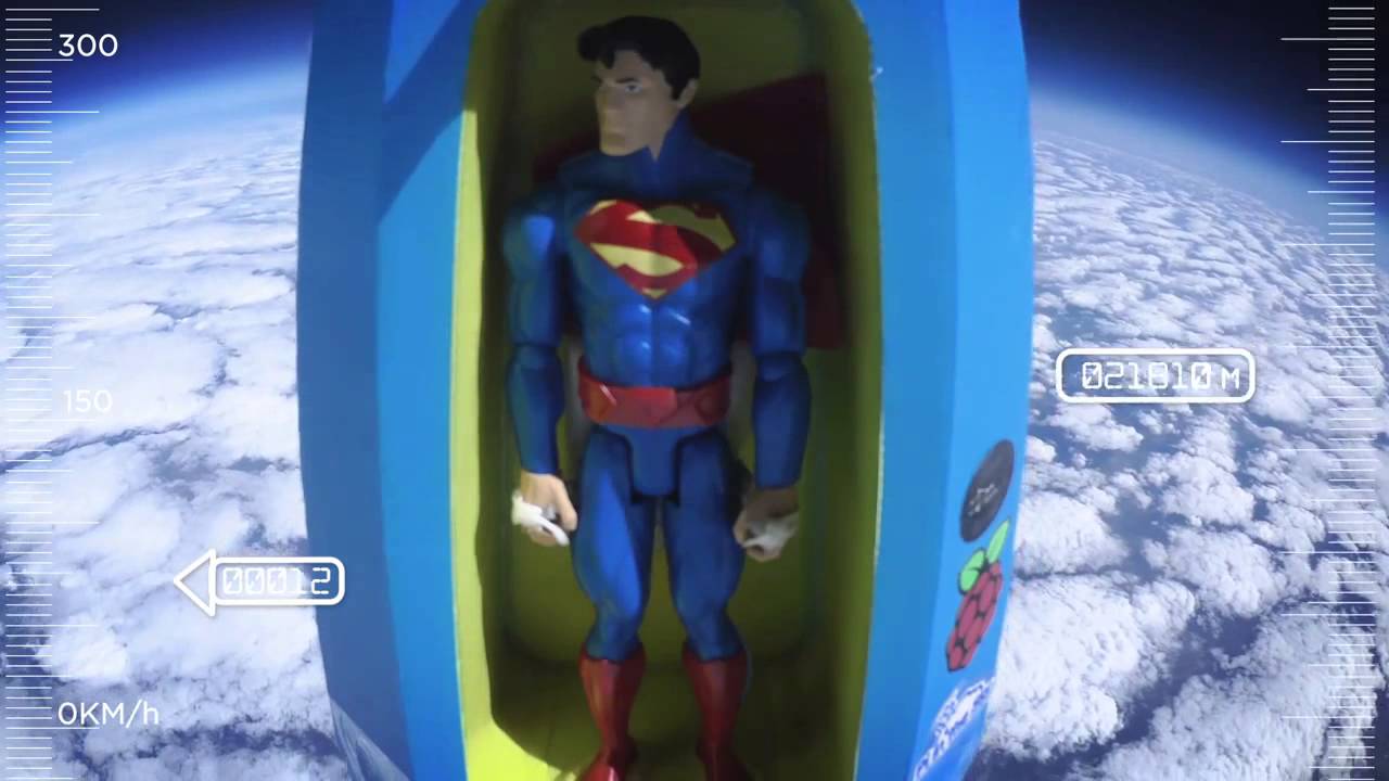 A Superman Action Figure Flies to the Upper Atmosphere on a Weather ...