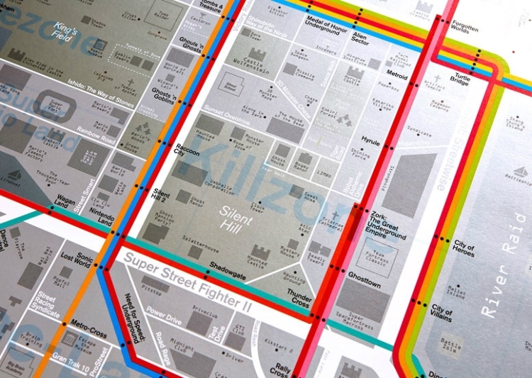 A Fictional Street Map Composed of Over 500 Video Game Titles
