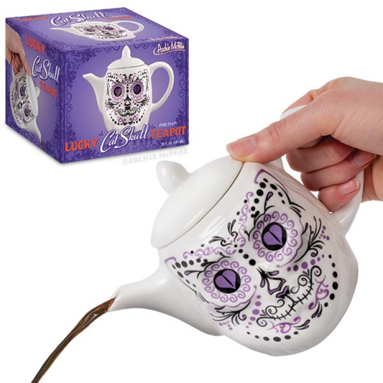 The Beautifully Creepy Lucky Cat Skull Teapot