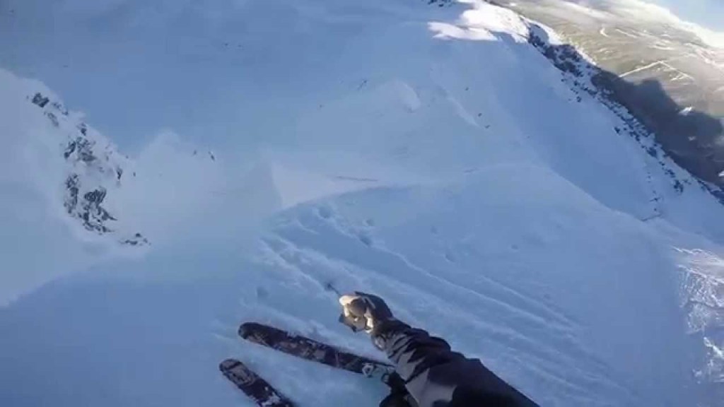 First-Person Video of a Skier Speeding Down an Extremely Steep Slope