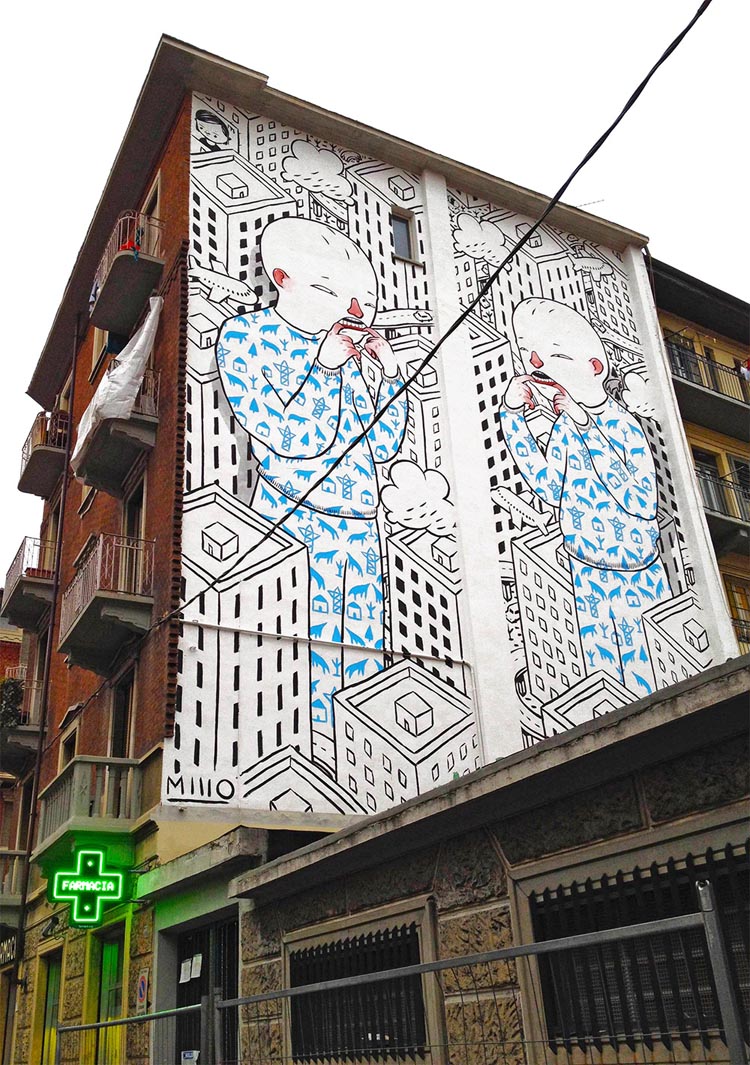Artist Millo Creates Charming Street Art of Kids Playing in Imaginative ...