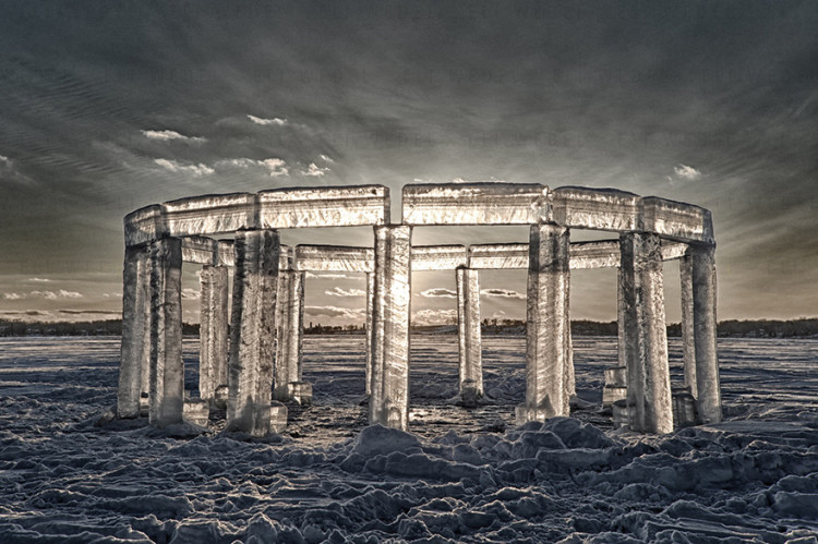 Five Men Build a Beautiful 'Icehenge' Ice Sculpture of Stonehenge on a ...