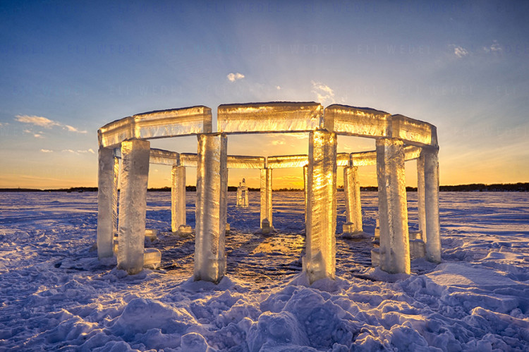 Five Men Build a Beautiful 'Icehenge' Ice Sculpture of Stonehenge on a ...