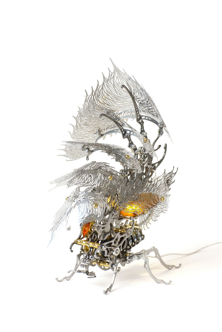 Gorgeous Metal Insect Sculptures That Glow and Flap Their Wings