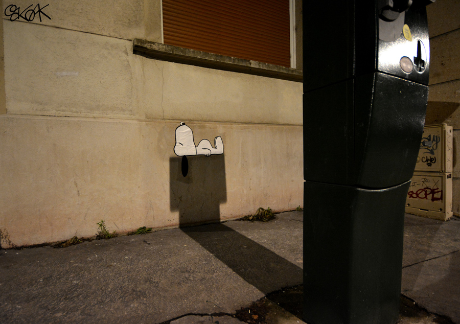 Clever Street Art Depicts Snoopy From 'Peanuts' Sleeping on the Shadow ...