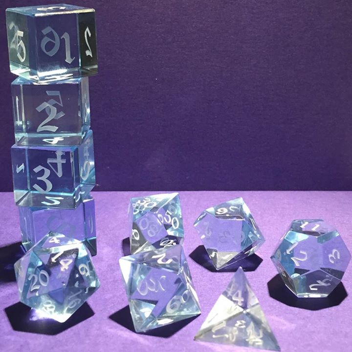 Stunning Optically Clear Acrylic Gaming Dice by Artisan Dice