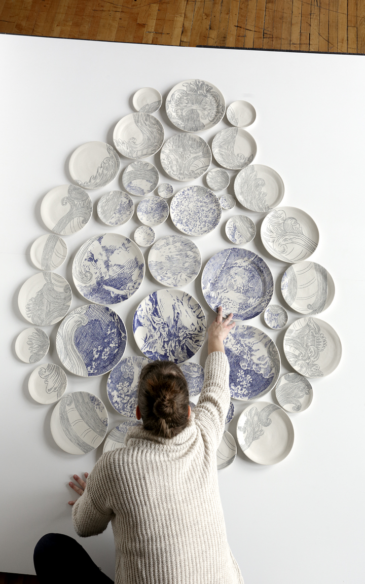 Artist Creates Ceramic Plate Paintings That Are Distributed Across ...