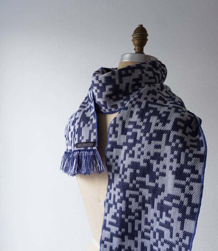 Pixelated Scarves Created From Fabric Patterns of Digital Binary Noise