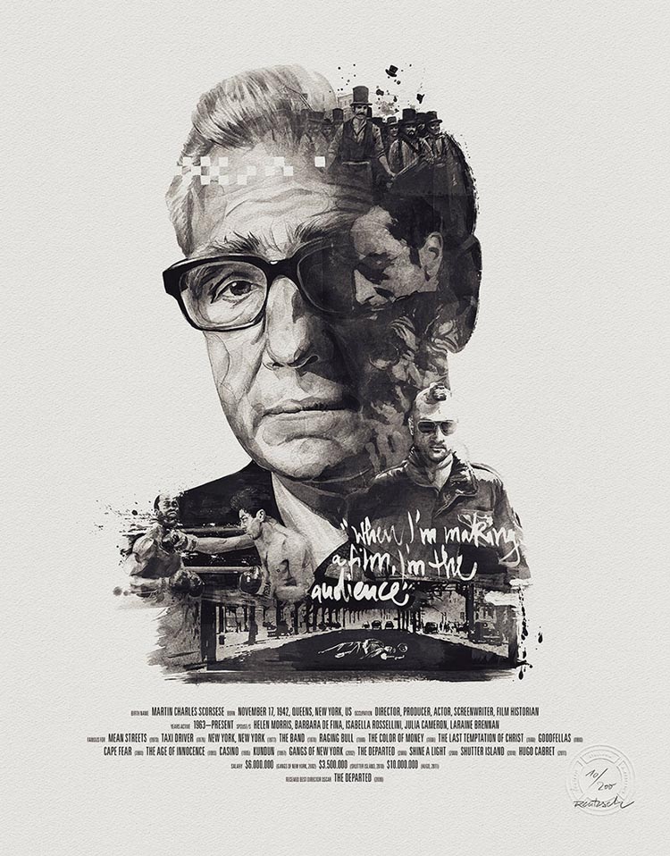 Film Director Portraits That Combine the Filmmaker's Faces With Scenes ...