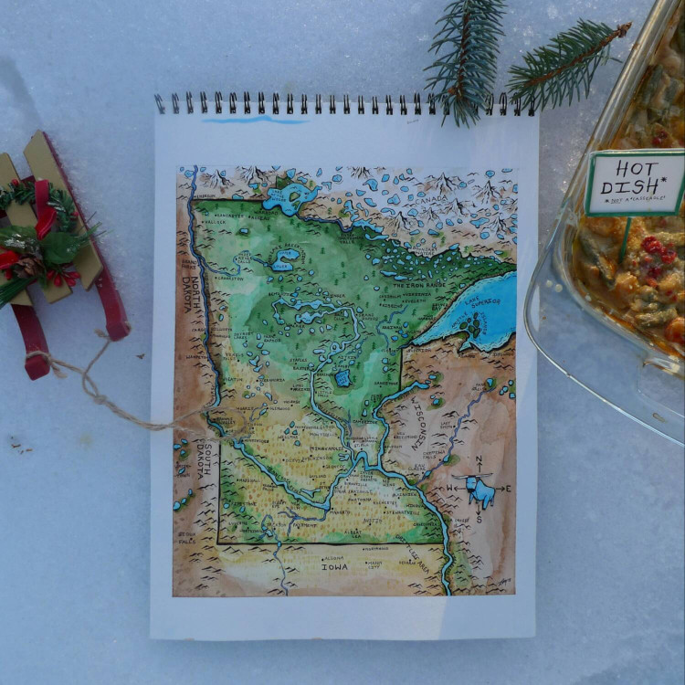 Vibrant Watercolor Maps of States in the American Midwest