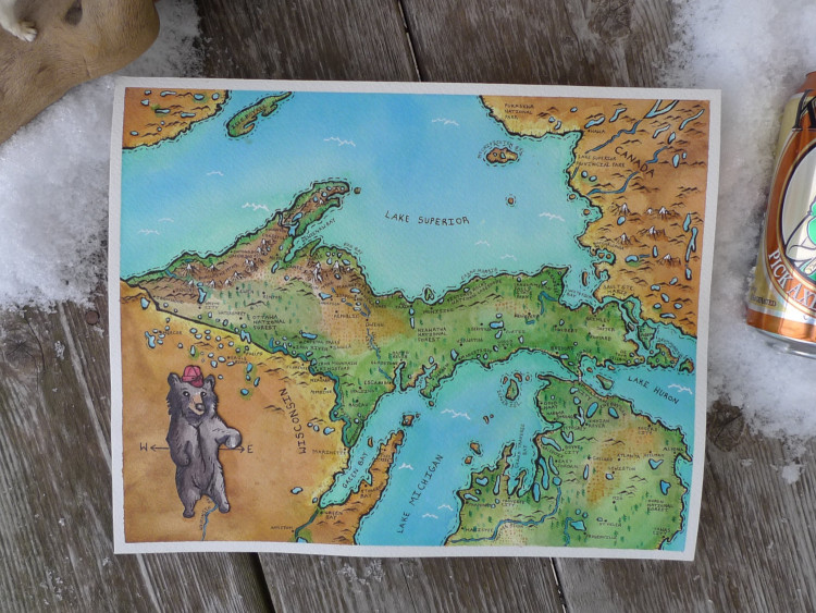 Vibrant Watercolor Maps of States in the American Midwest