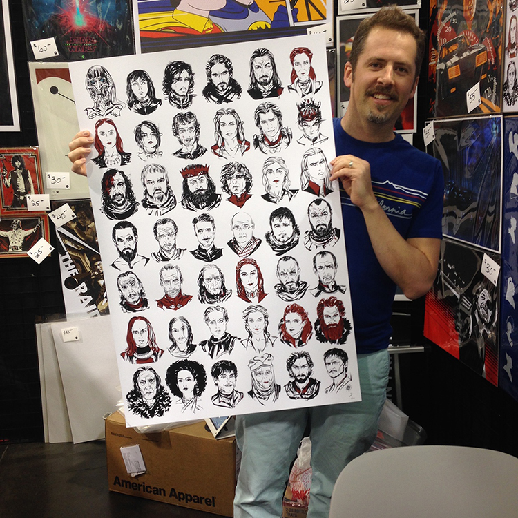 A 'Game of Thrones' Art Print Featuring Illustrated Portraits of Major ...