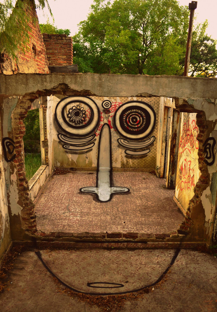 Playful Character Street Art by Guri