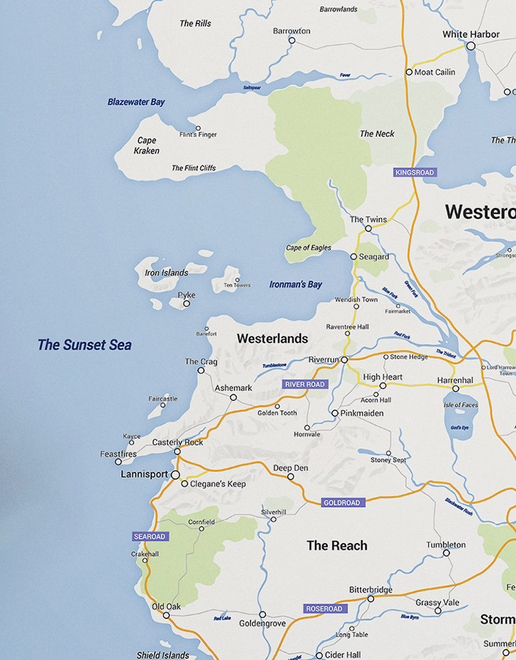 A Google Maps Version of the Continent of Westeros From 'Game of Thrones'