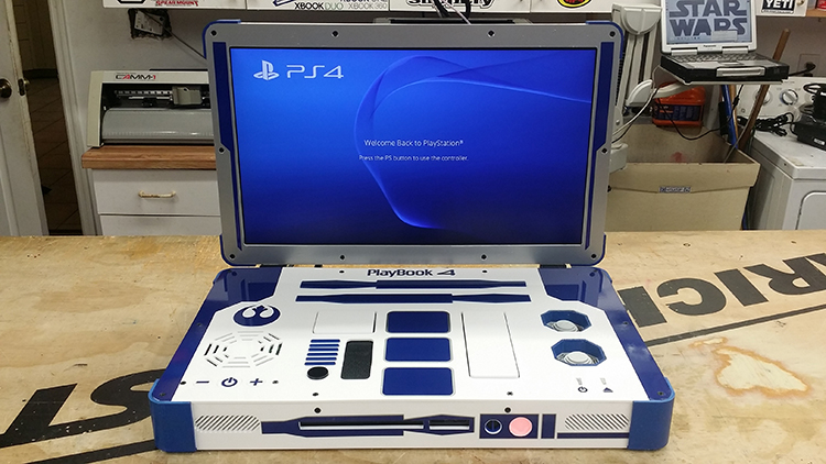 A Custom 'Star Wars' Themed R2-D2 PlayStation 4 Video Game Console Laptop
