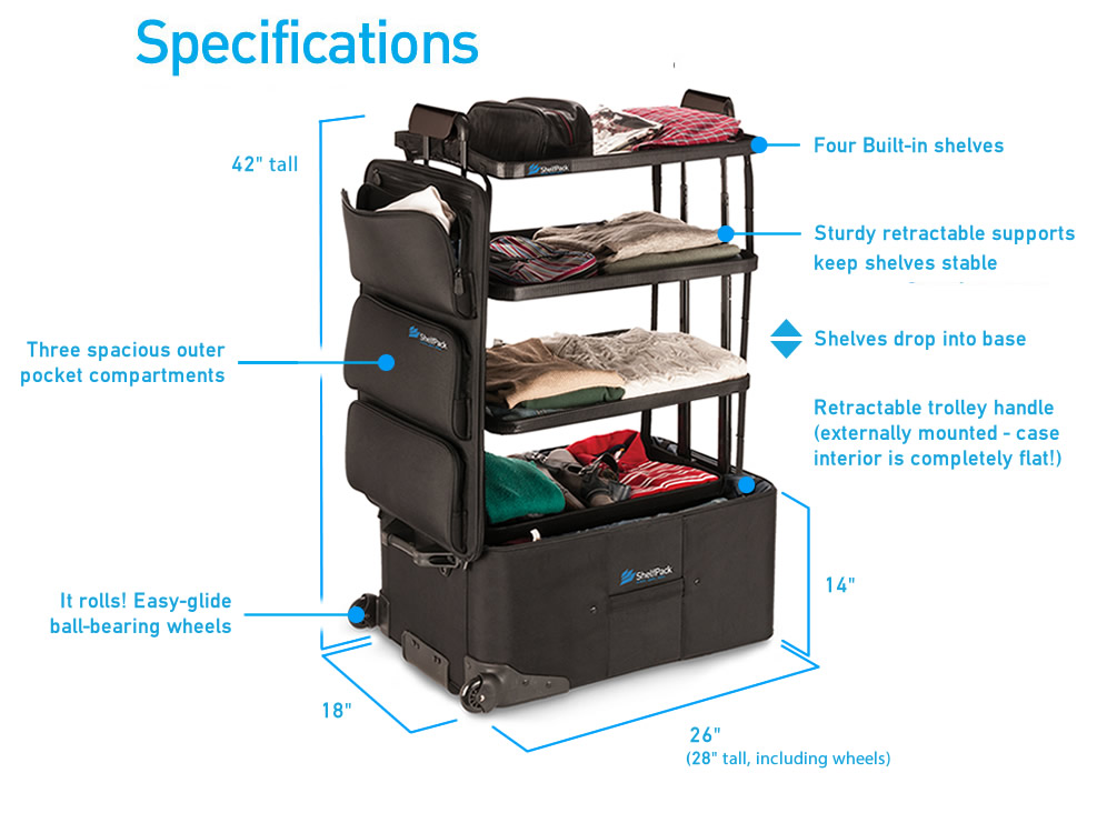 ShelfPack, A Rolling Suitcase With Expanding Shelves for Easy Storage ...