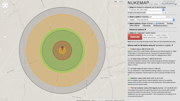 NUKEMAP, A Tool That Shows the Damage a Nuclear Detonation Would Do ...
