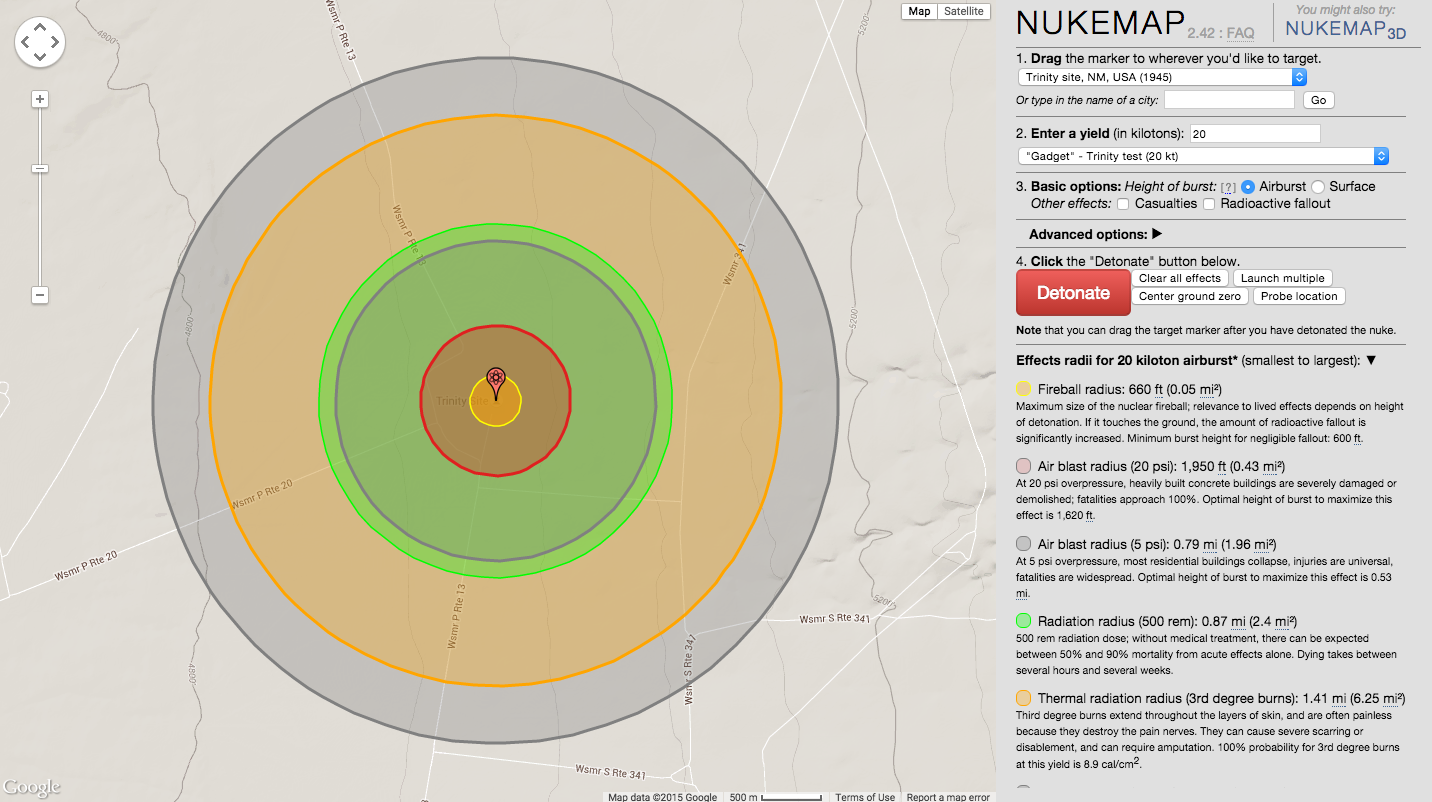 NUKEMAP, A Tool That Shows the Damage a Nuclear Detonation Would Do Anywhere in the World