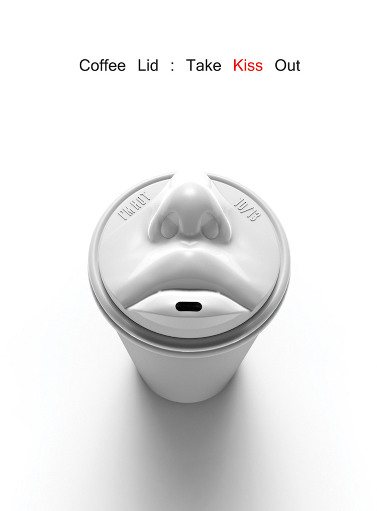 Korean Designer Creates a Novel Coffee Cup Lid With Full Lips That Are ...