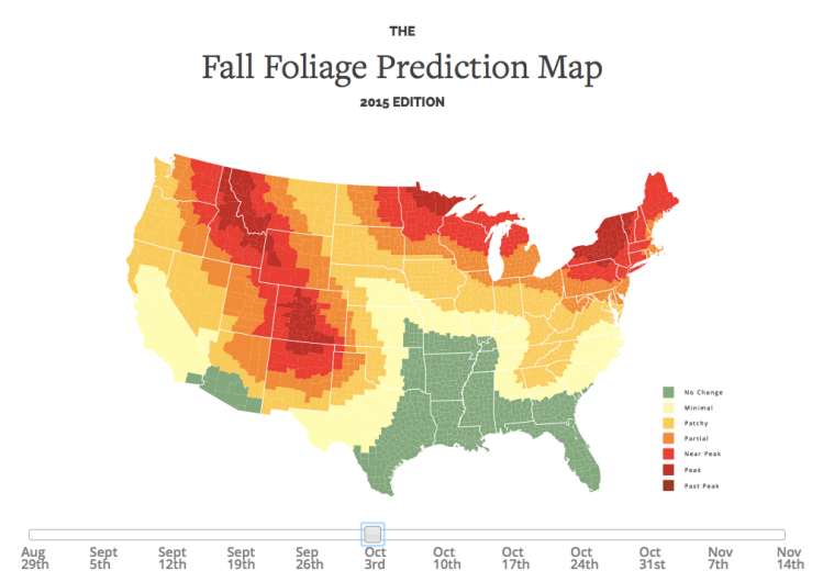 An Interactive Map That Predicts the Expected Fall Foliage for the ...