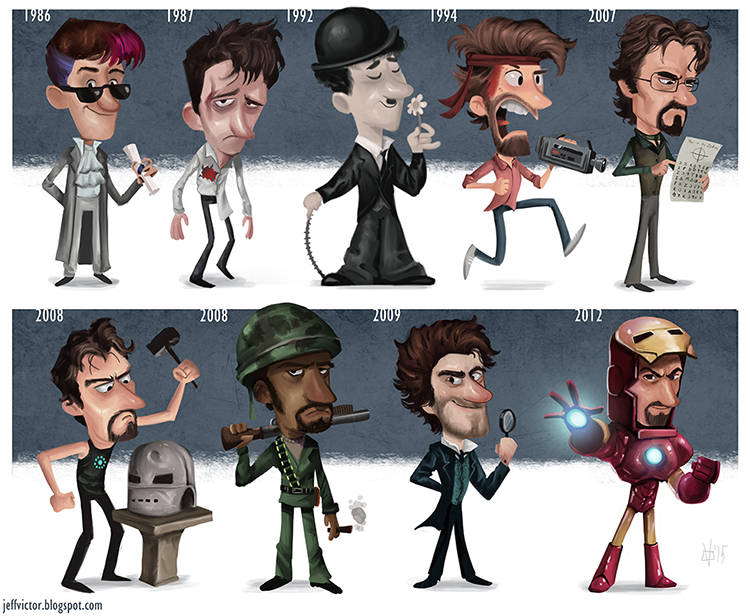 An Illustrated Timeline Featuring Robert Downey Jr. and the Evolution ...