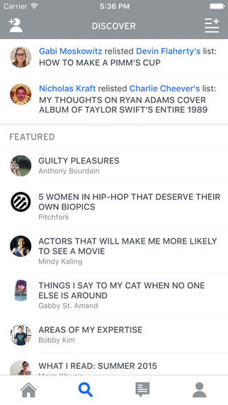 The List App, An App for Creating, Sharing, and Curating Lists