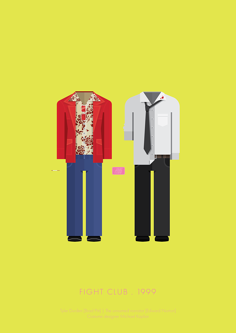 Stylized Illustrations of Popular Outfits Worn by Movie Characters