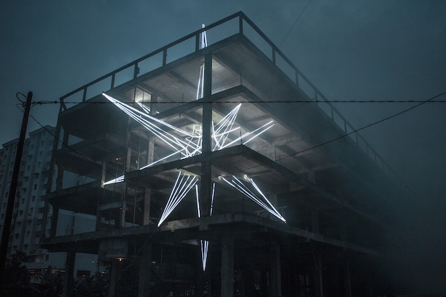 A Massive LED Star Embedded Inside of a Four Story Building in Penang ...