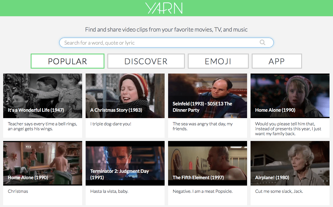 Yarn – A Search Engine for Finding Clips From Movies, Television Shows ...