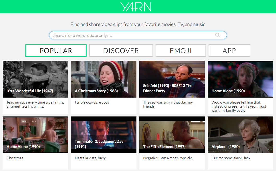 Yarn – A Search Engine for Finding Clips From Movies, Television Shows ...
