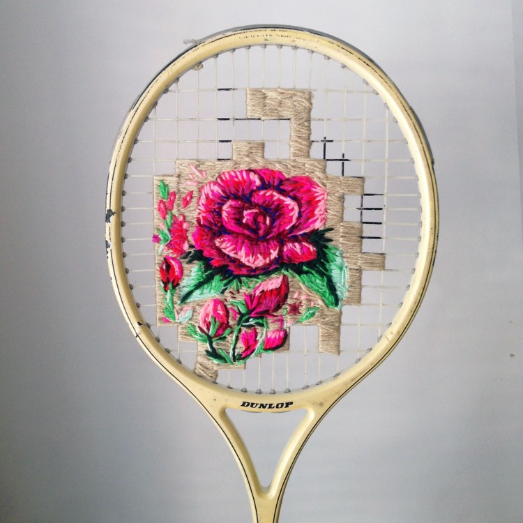 Beautifully Detailed Flowers Embroidered Onto the Strings of Badminton ...