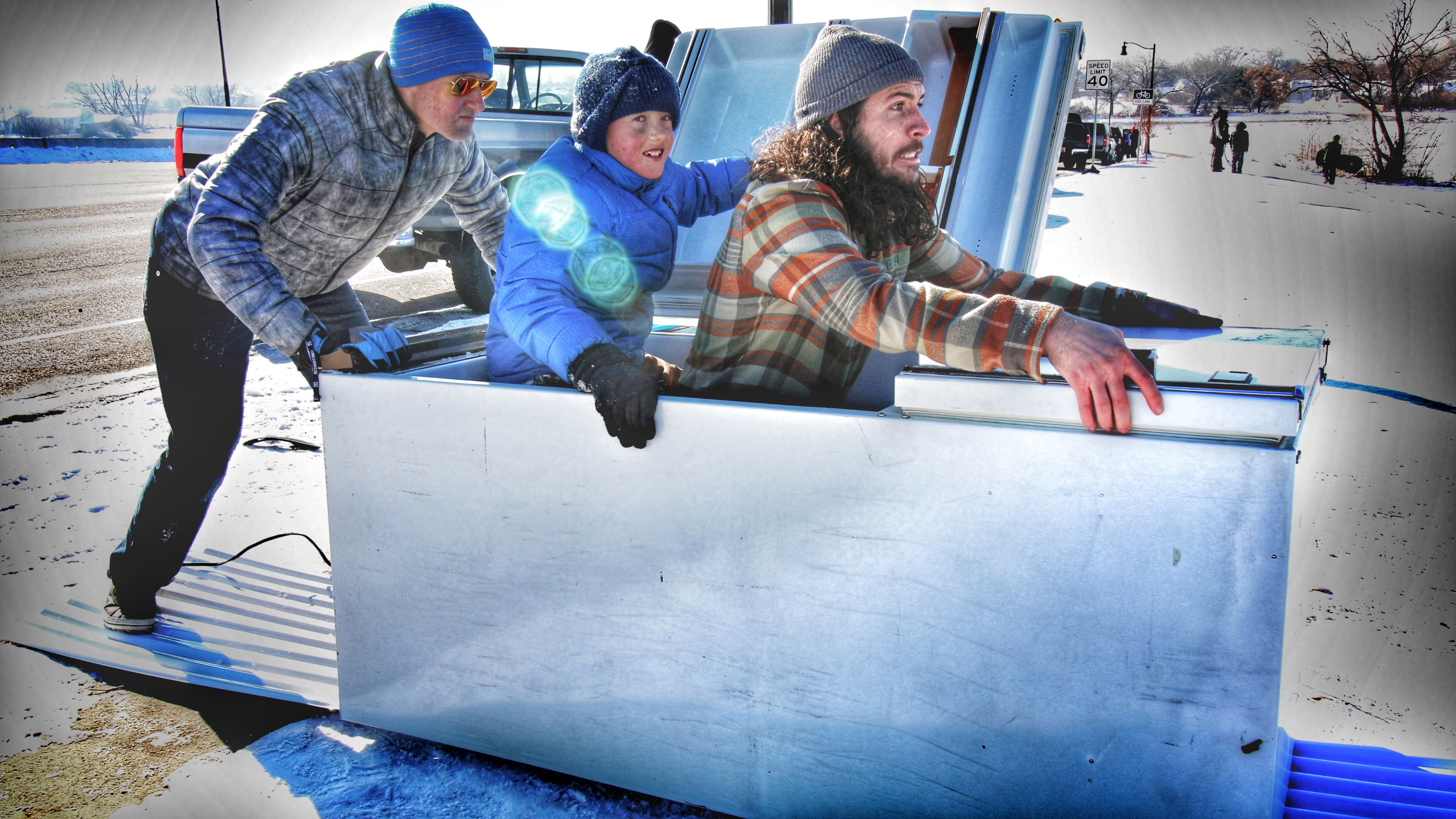 Extreme Snow Sledding Using a Refrigerator