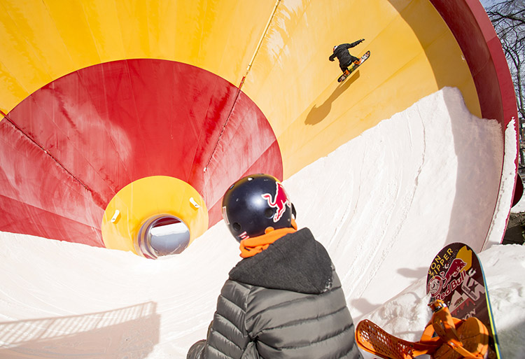 Snowboarding Through an Empty Water Park