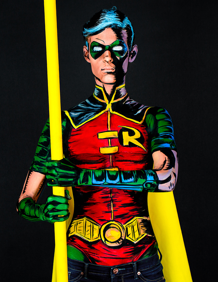 Time Lapse Video of Artist Kay Pike Painting a Robin Costume on Her ...