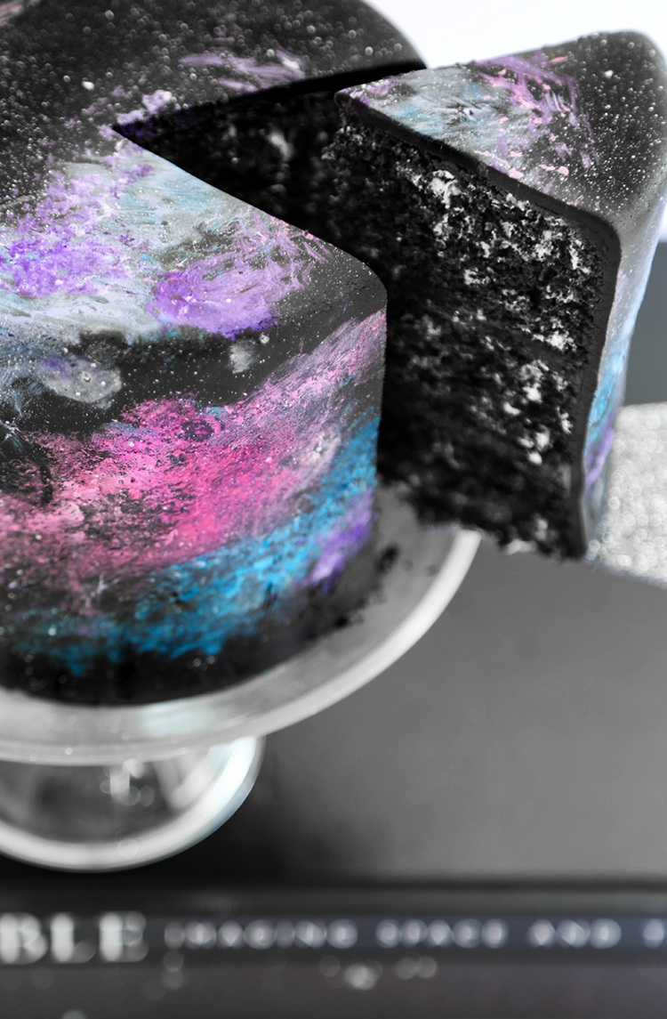 How to Make a Beautiful Space Themed Black Velvet Nebula Cake