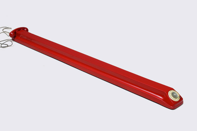 An Elongated Fully Functional Red Rotary Dial Phone That Takes Two ...