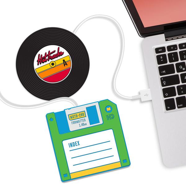 Floppy Disk And Vinyl Record USB Mug Warmers Floppy Disk And Vinyl Record USB Mug Warmers