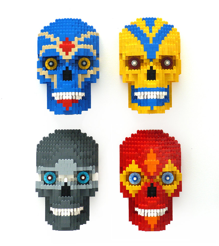 Colorful and Creepy 'Day of the Dead' LEGO Sugar Skull Sculptures