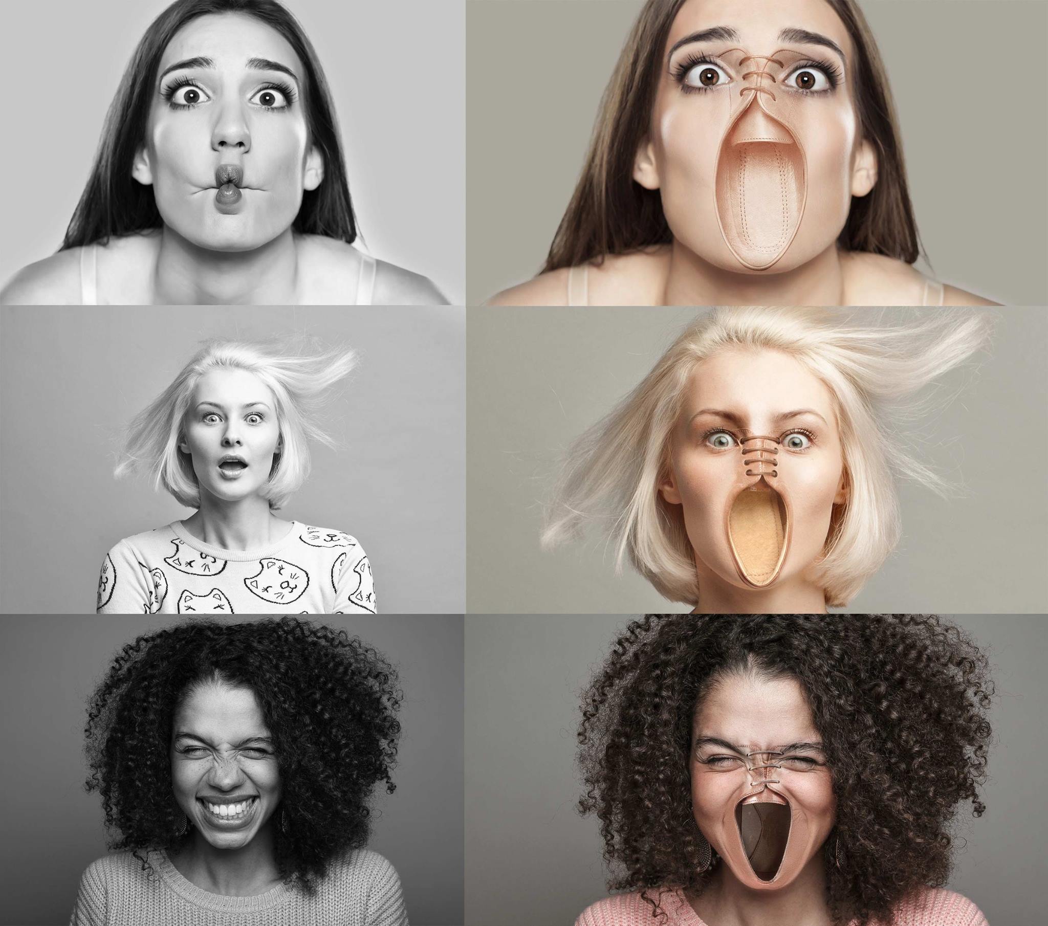 A Humorous Series of Human Faces Merged With Shoes to Express Specific ...