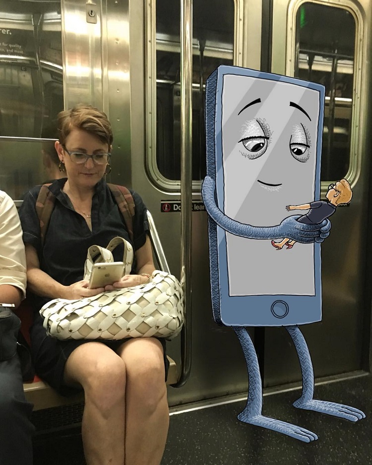 Artist Adds Cute and Creepy Monsters to Photos of People on New York ...