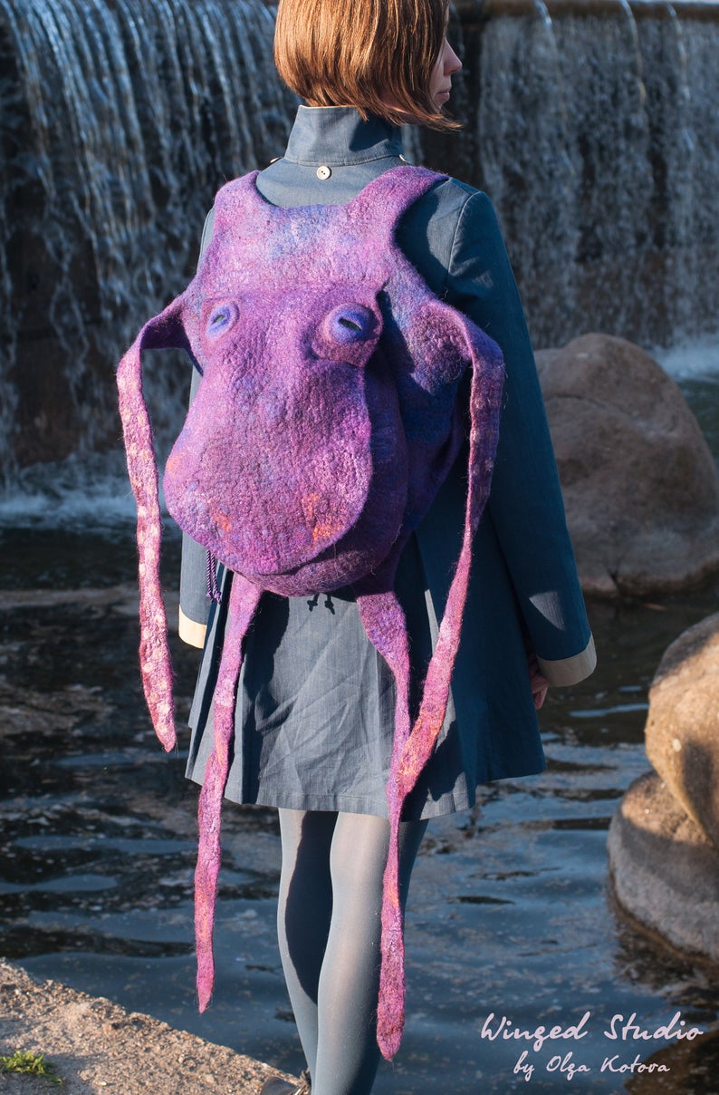 Handmade Goofy Grinning Octopus Backpacks