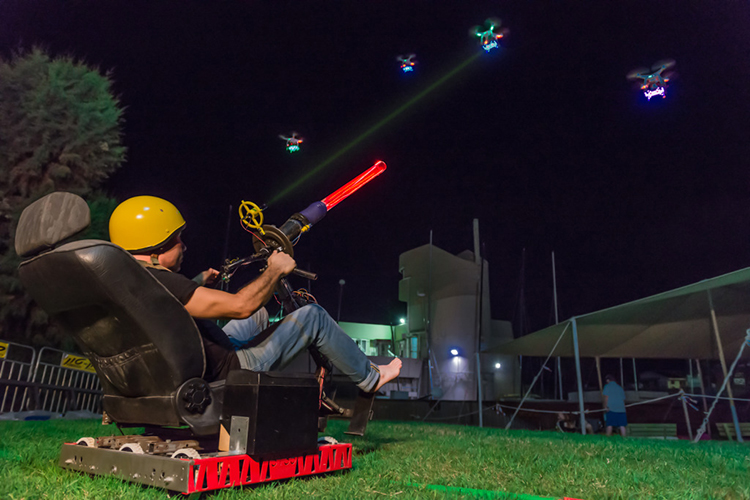 A Real Life Version of Space Invaders Made Using Drones, a Motorized ...