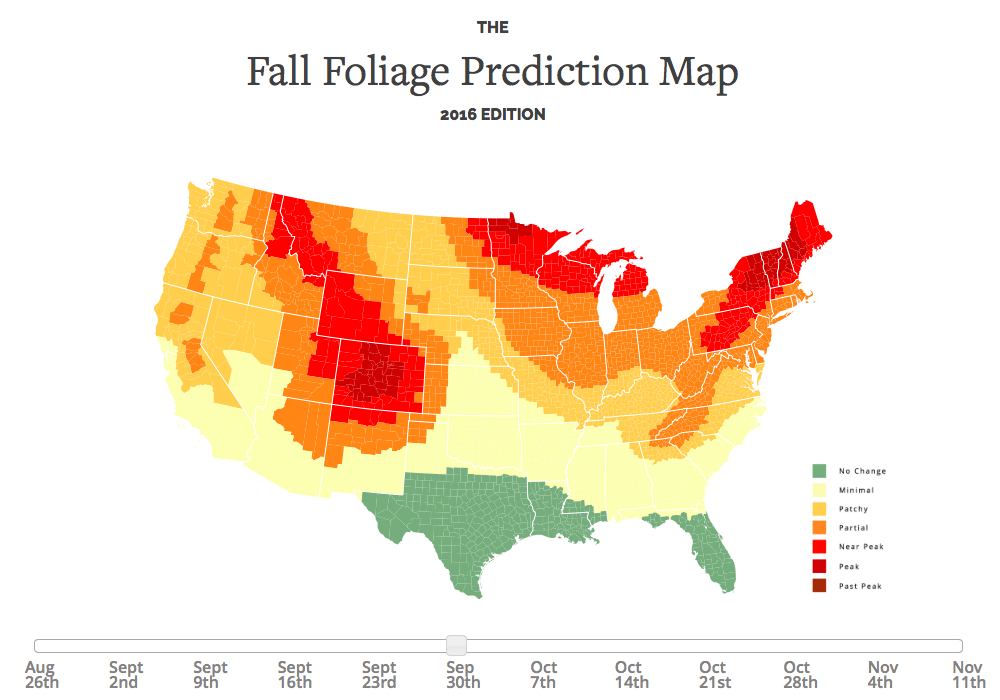 An Interactive Map That Predicts the Best Time for Fall 2016 Foliage in ...