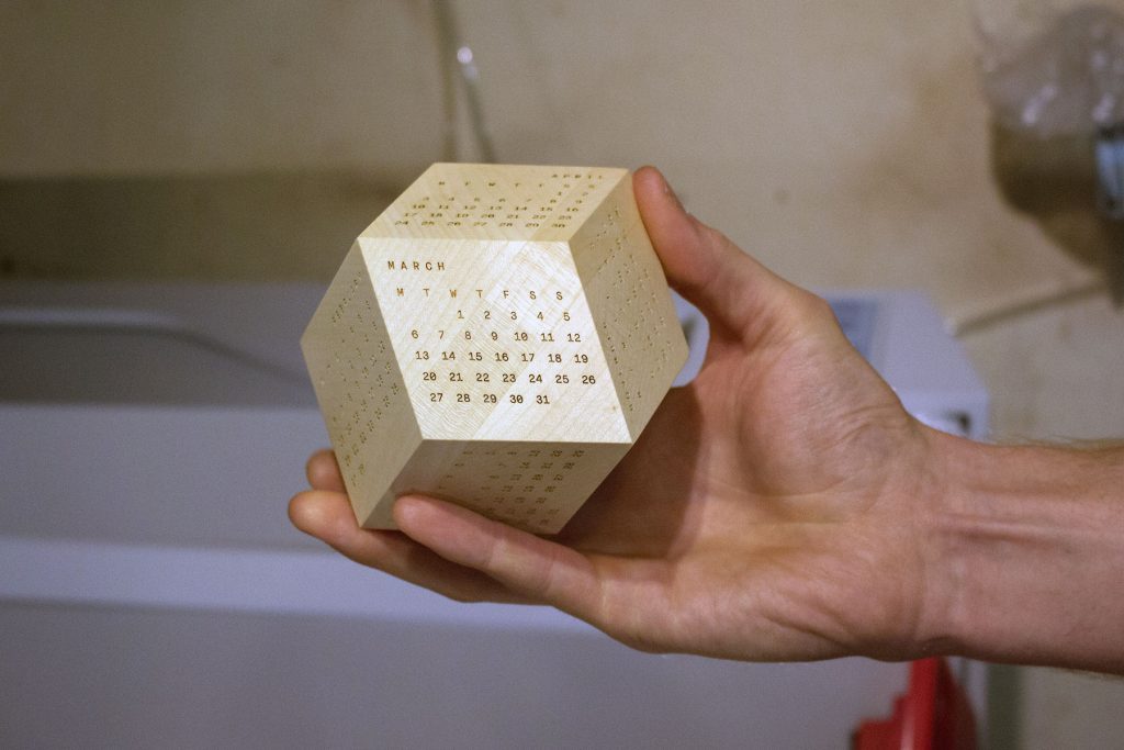 DodeCal, A Beautiful 12-Sided Dodecahedron Calendar Handcrafted From Wood