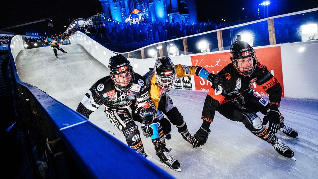 Skaters Speed Down an Ice Track Filled With Sharp Turns & Steep Drops ...