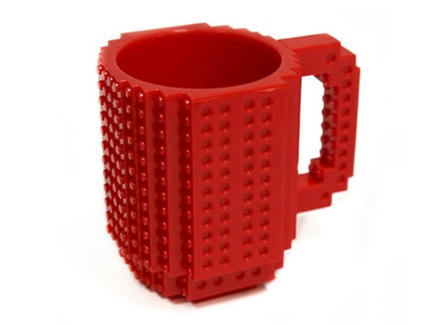 Build-On Brick Mug, A Peg and Hole Surface Coffee Cup That Can Be Built ...